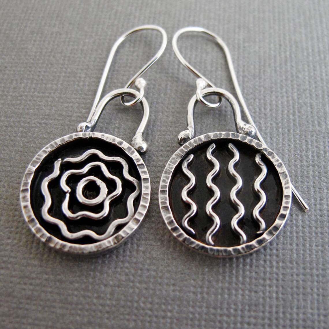 Silver Ripples Earrings Sterling Silver Dangles | Etsy