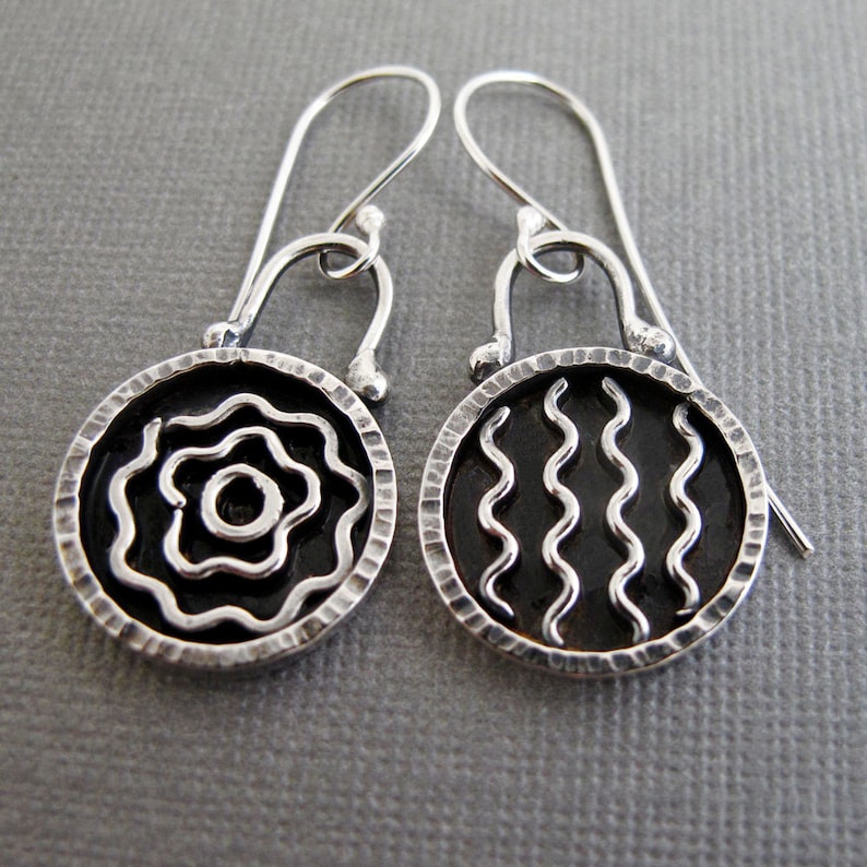 Silver Ripples Earrings Sterling Silver Dangles | Etsy
