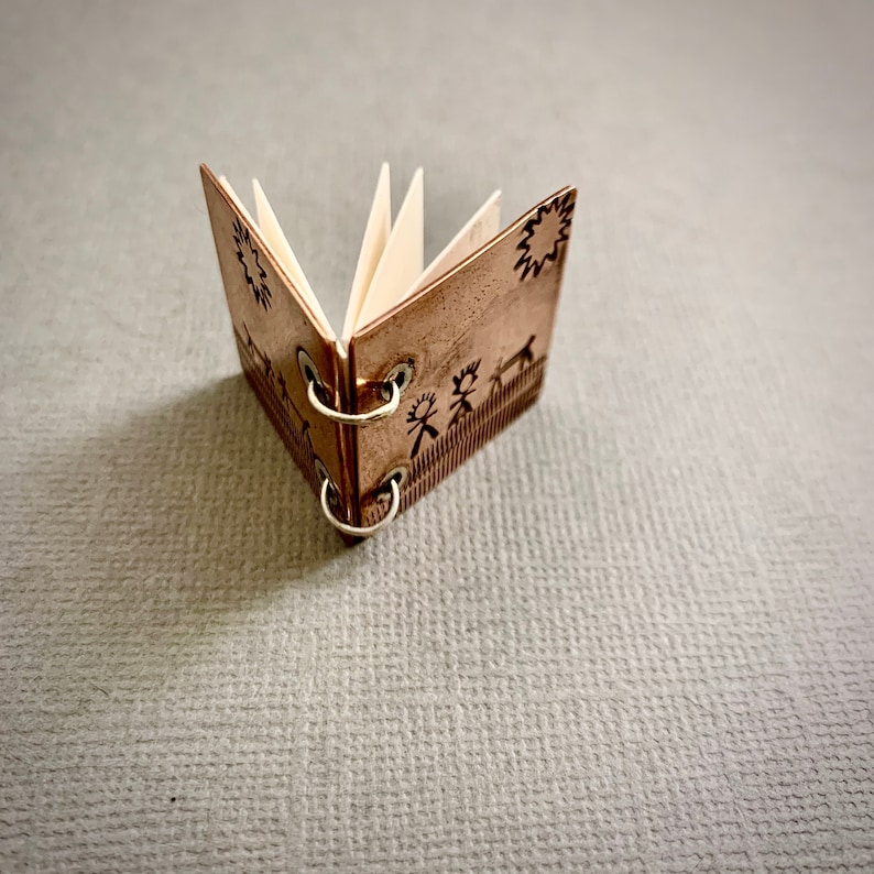 Copper Book Pendant - Boy Girl and Dog Scene - Sunny Day at the Park ...