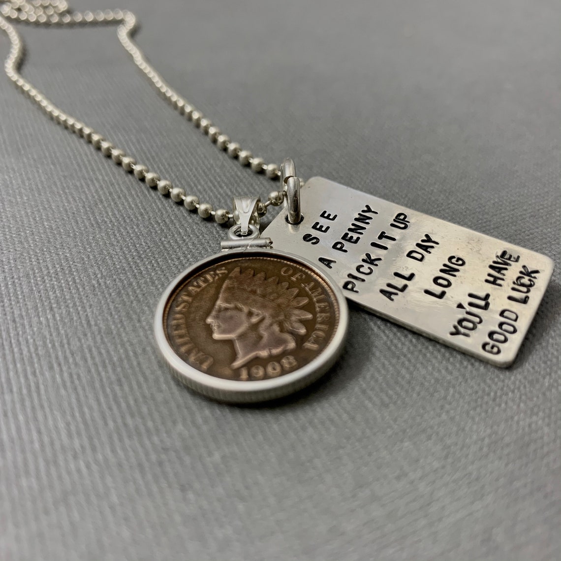 See A Penny Necklace Sterling Silver and Indian Head Penny - Etsy