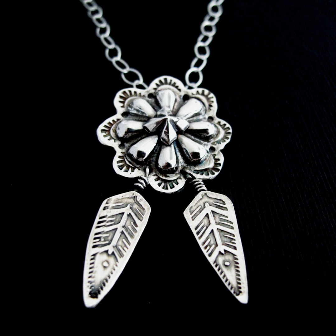 Concho Necklace, Sterling Silver Concha Necklace, Southwestern Style ...