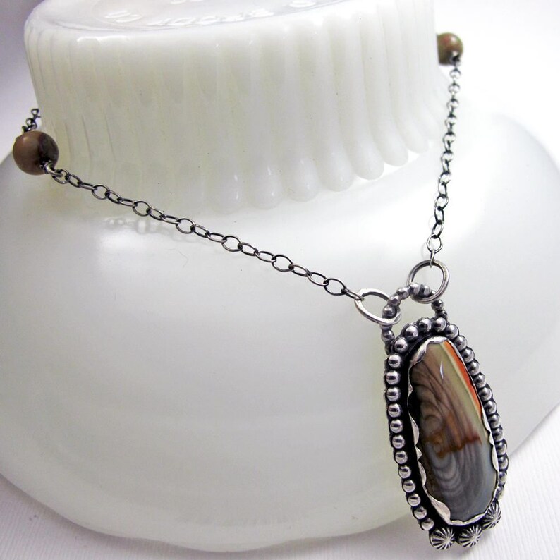 Imperial Jasper and sterling silver Necklace Oxidized Silver | Etsy