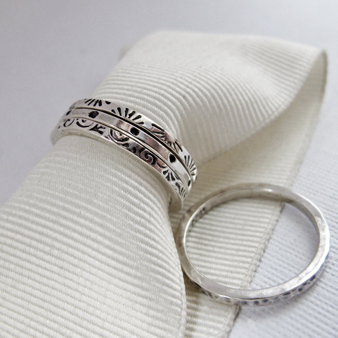Sterling Silver Stacker Rings - Patterned - Etsy