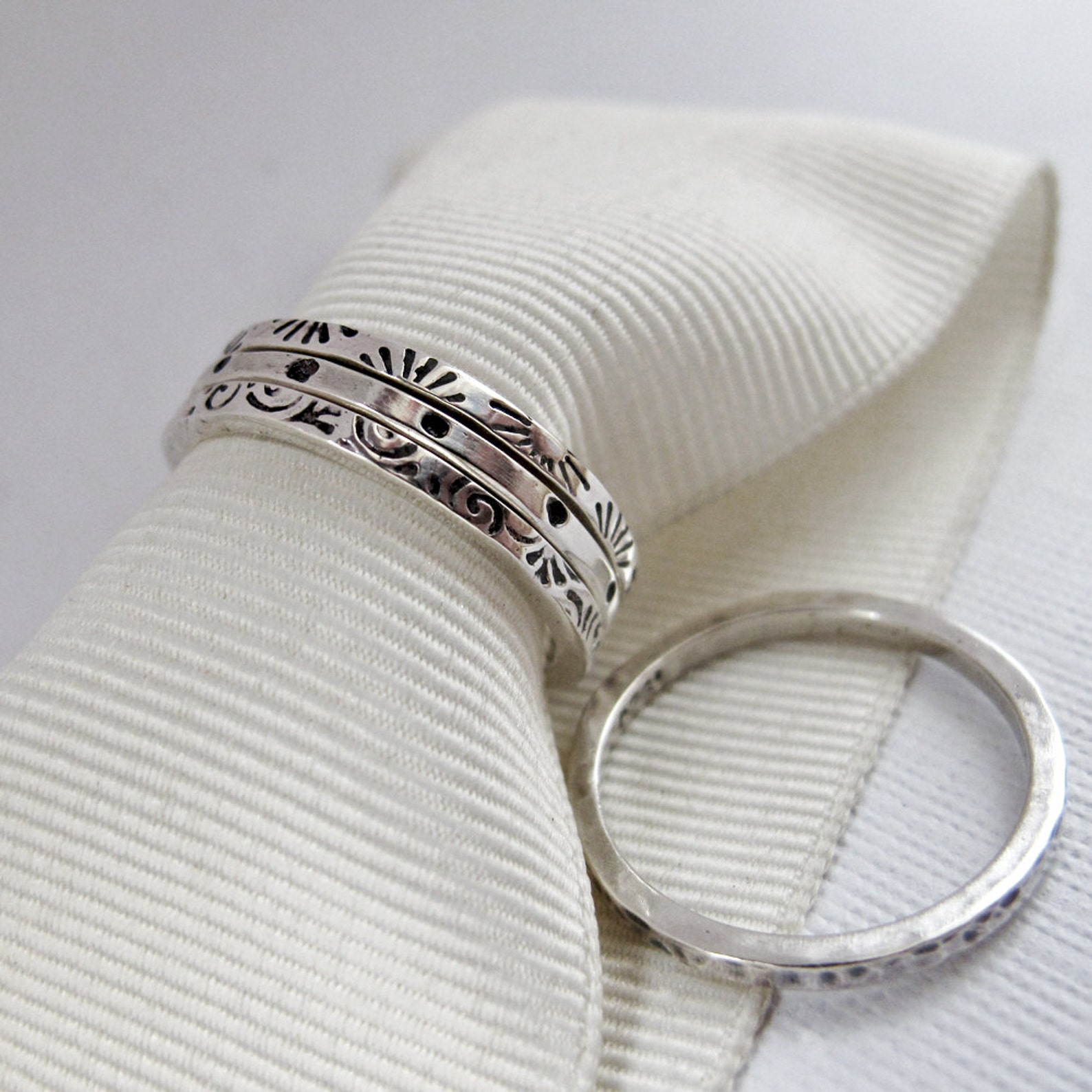 Sterling Silver Stacker Rings - Patterned - Etsy