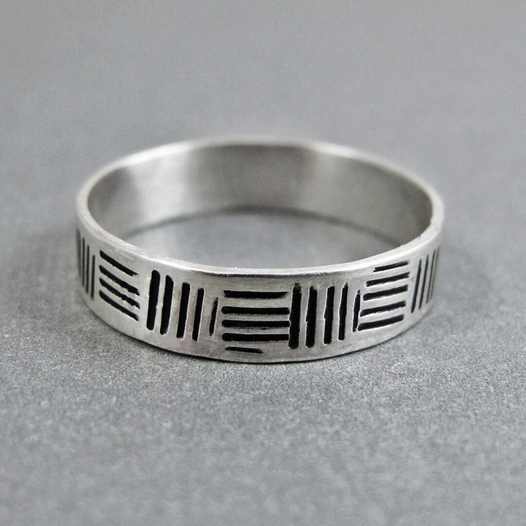Cross Hatch Band Ring - Sterling Silver Ring - Etsy Nederland