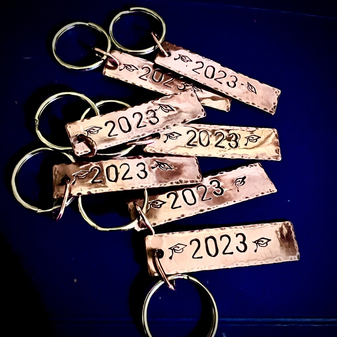 Personalized Graduation Keychain - Stamped Copper Key Fob, Class of ...