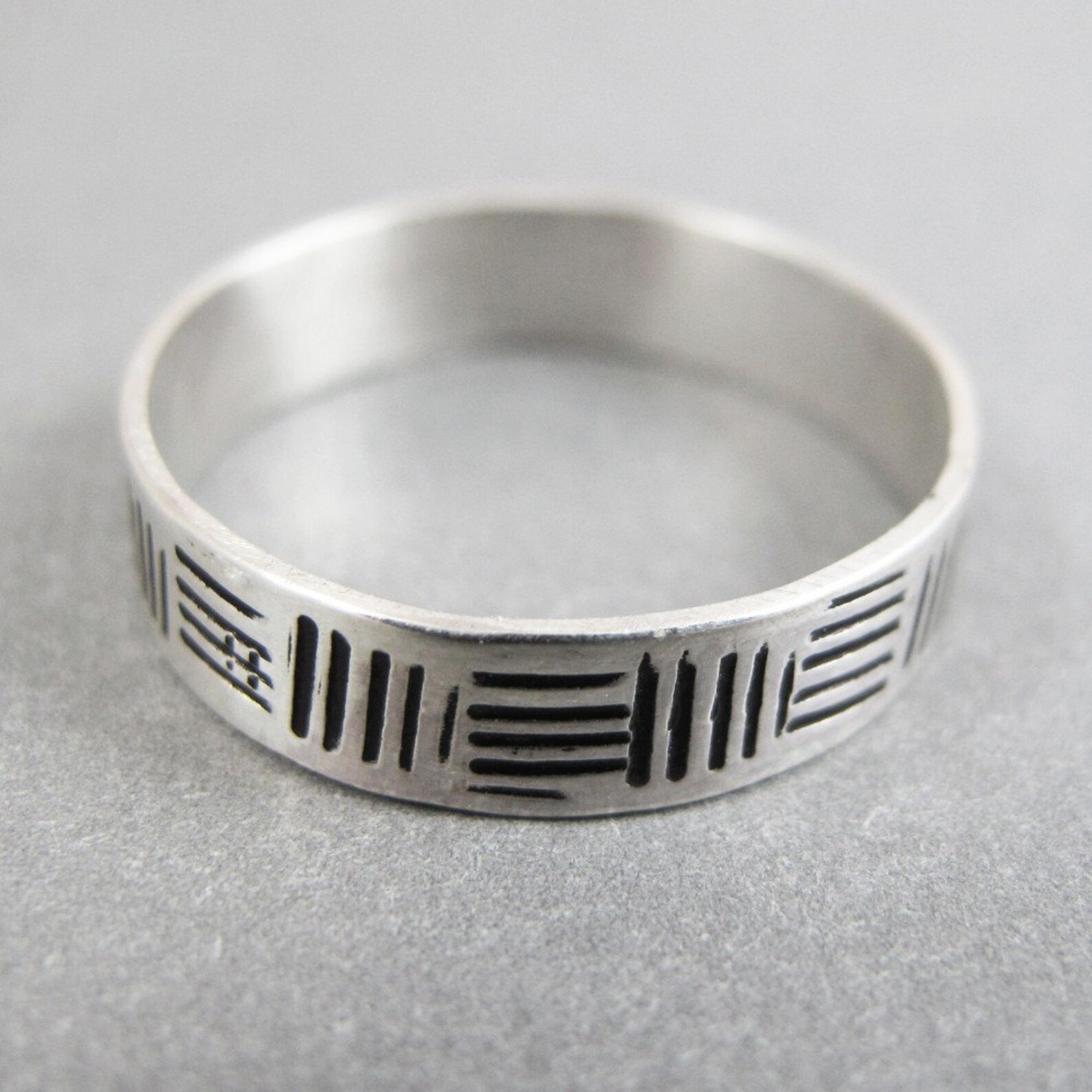 Cross Hatch Band Ring - Sterling Silver Ring - Etsy