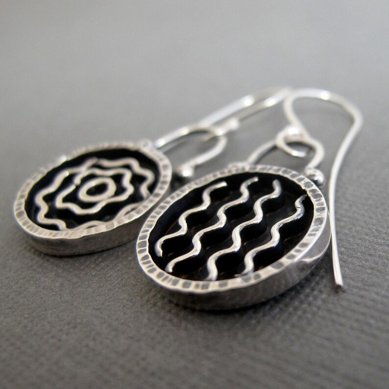 Silver Ripples Earrings Sterling Silver Dangles | Etsy