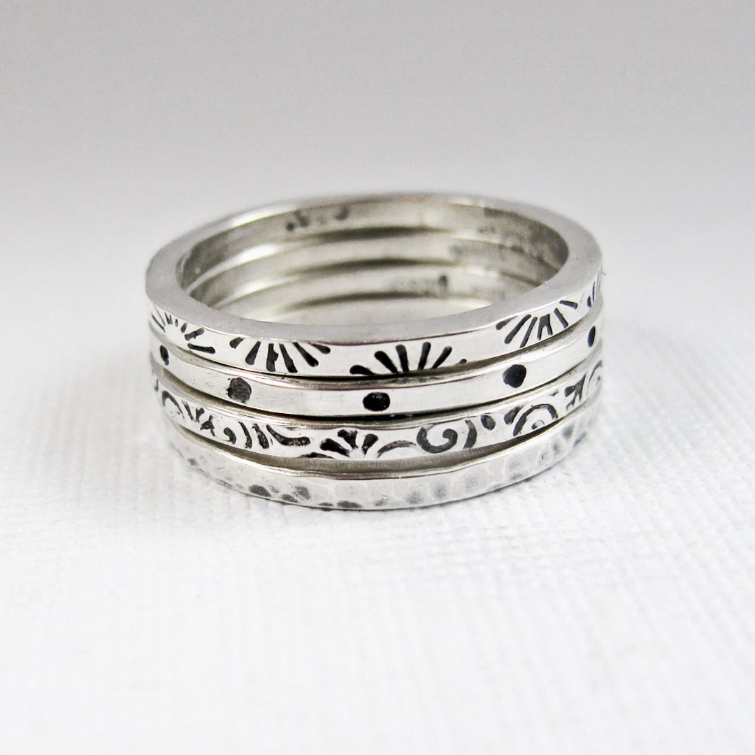 Sterling Silver Stacker Rings - Patterned - Etsy