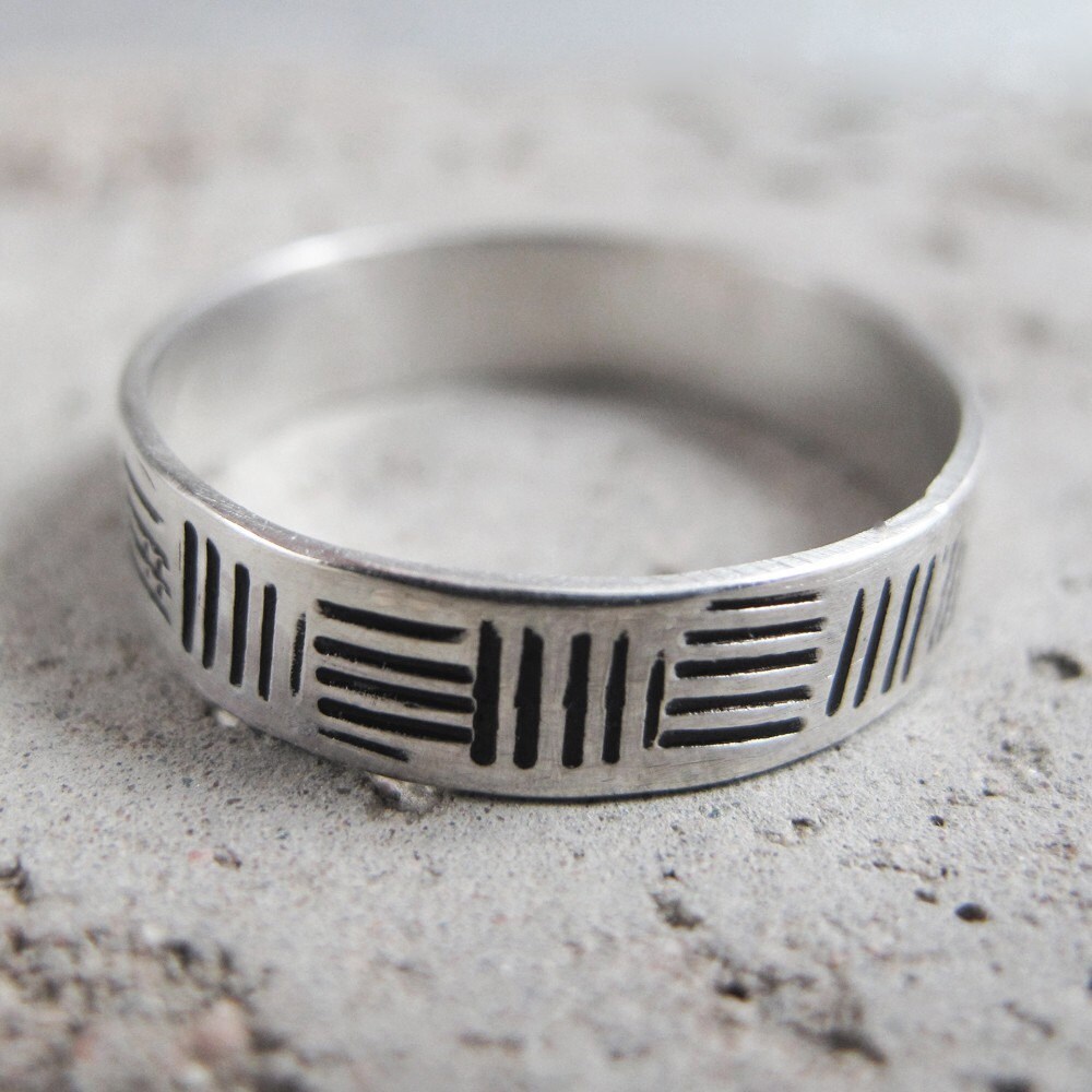 Cross Hatch Band Ring Sterling Silver Ring - Etsy Nederland