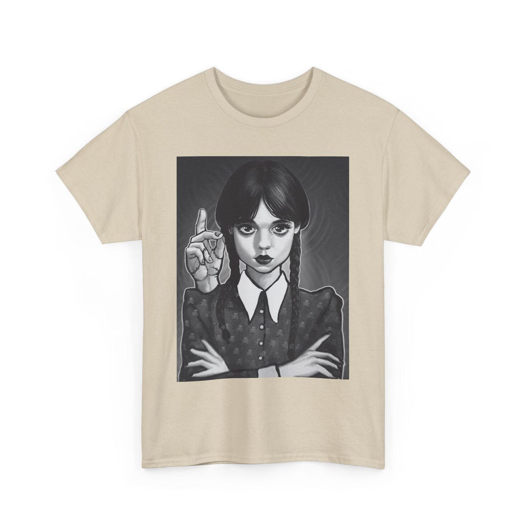 Addams Family Wednesday Hand-draw Cartoon Tee, Halloween Merchandise ...
