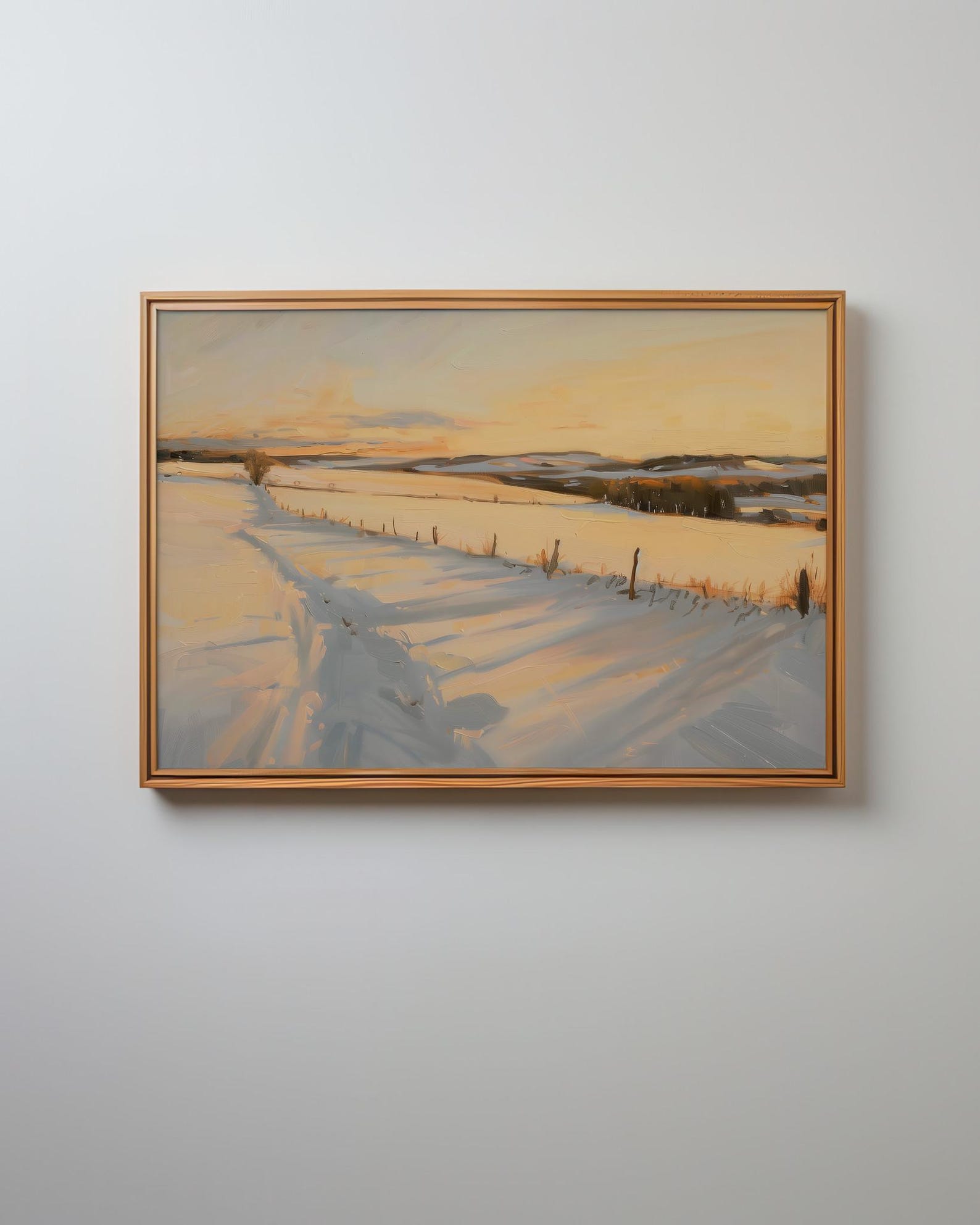 Golden Hour Snowy Fields Printable Wallart, Sunset, Impressionist ...