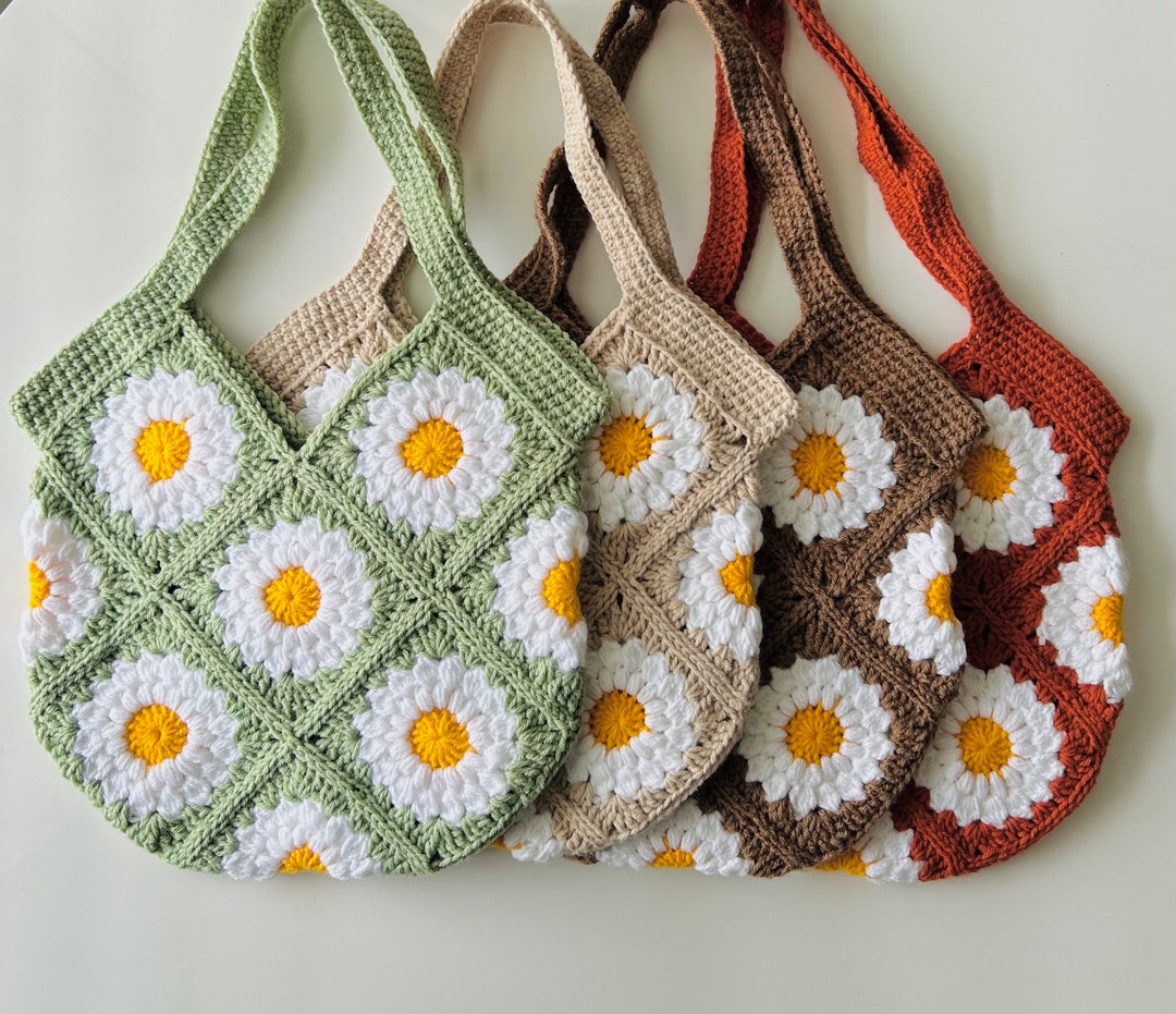 Crochet Flower Bag, Daisy Crochet Bag, Crochet Shoulder Bag, Granny ...