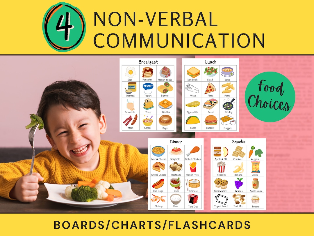 Autism Communication Boards for Food Choices, Flash Cards for Kids, Non ...