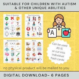 Non Verbal Visual Communication Board, Flashcards for Children With ...
