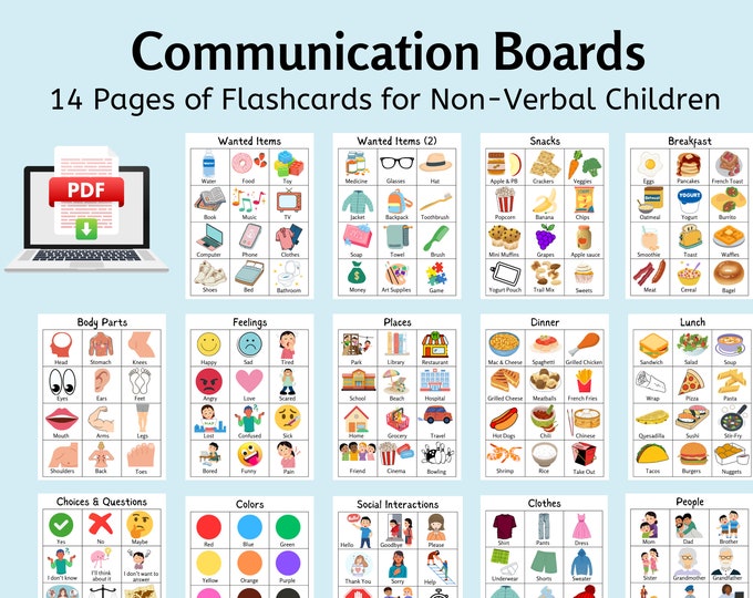 Visual Communication Cards for Kids - AAC - Great for Autism, Speech ...