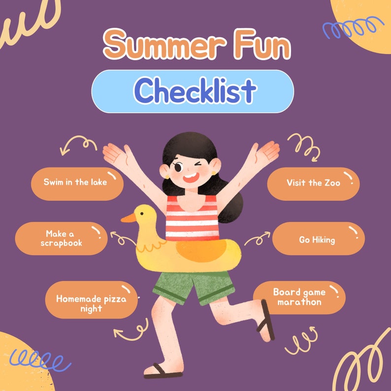 Summer Fun Checklist, Kids Activity Charts, July and August Calendars ...
