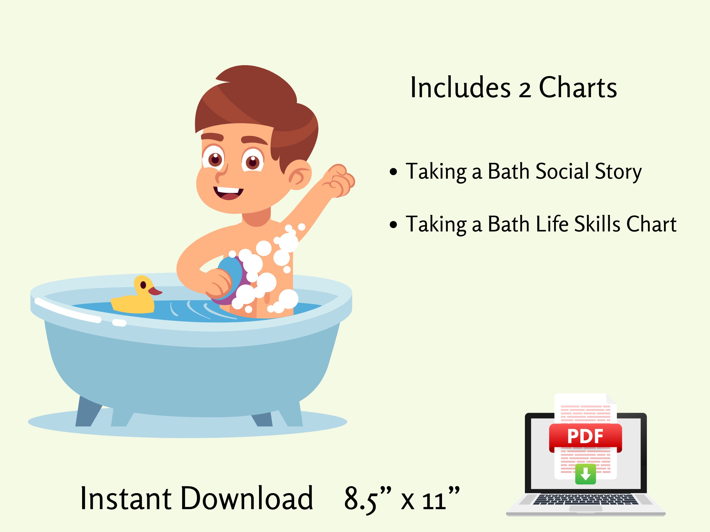 ASD Visual Aids, Taking a Bath, Social Story and Picture Instruction ...