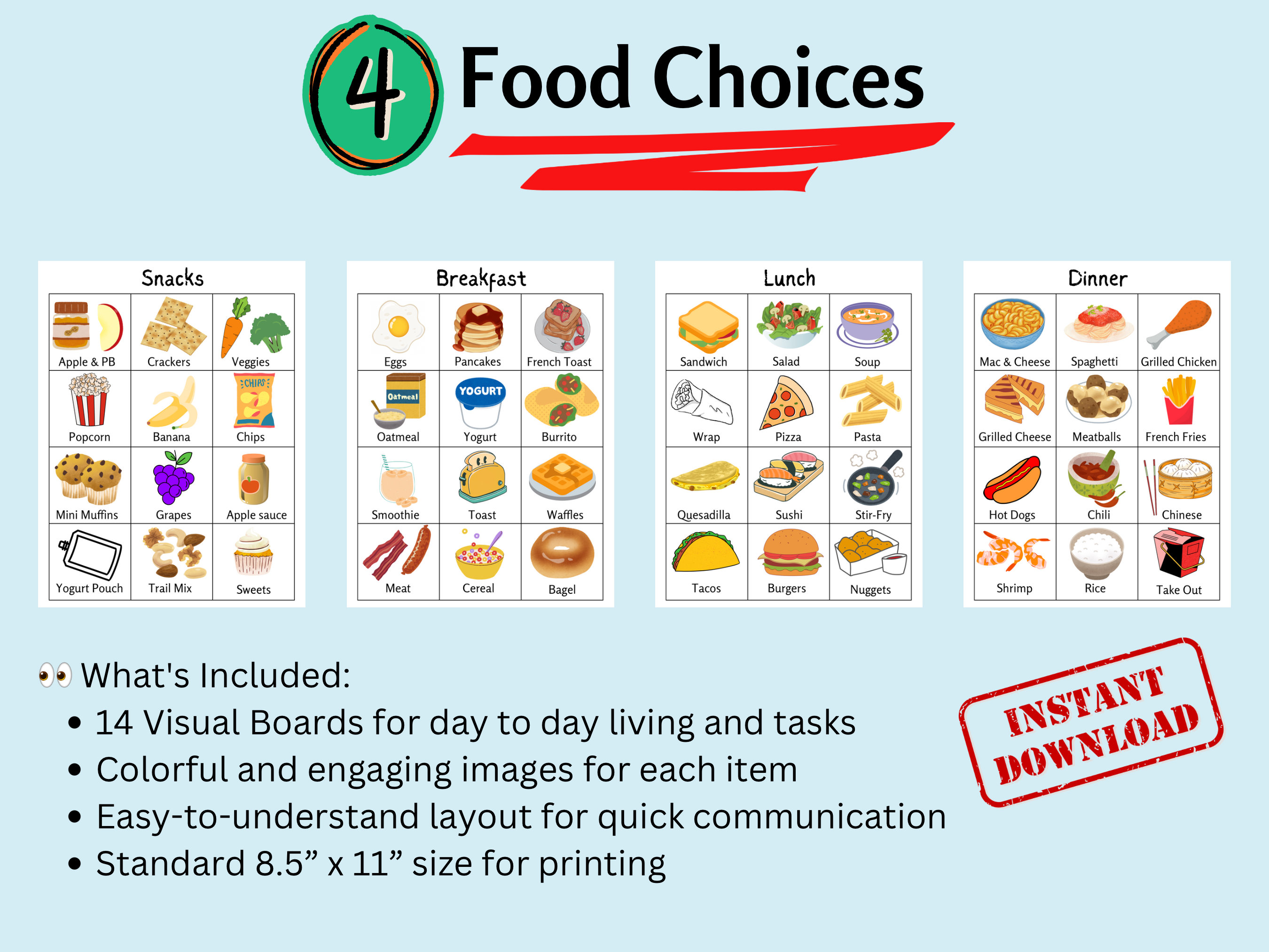 Visual Communication Boards Bundle for Autistic Children- Set of 14 ...