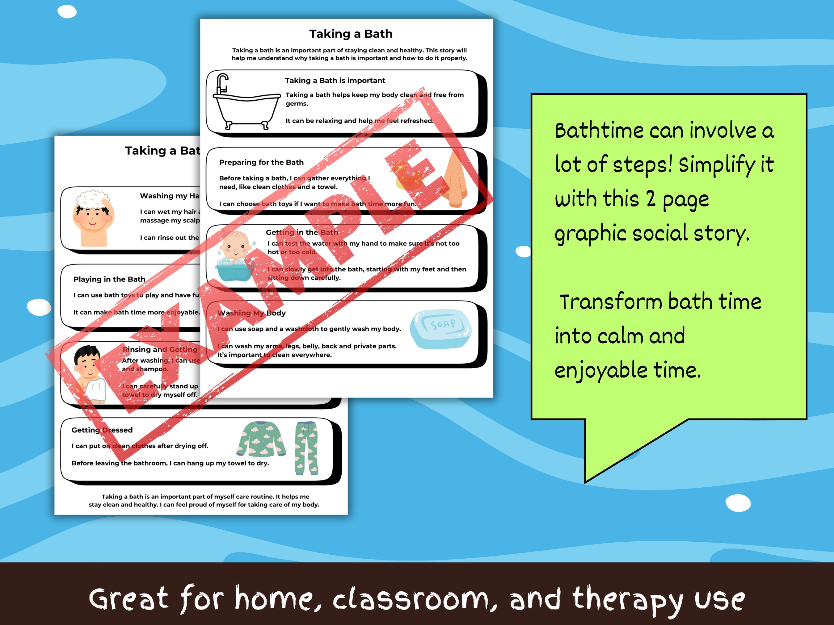 Social Story for Autism, Taking a Bath, Step by Step Instructions ...