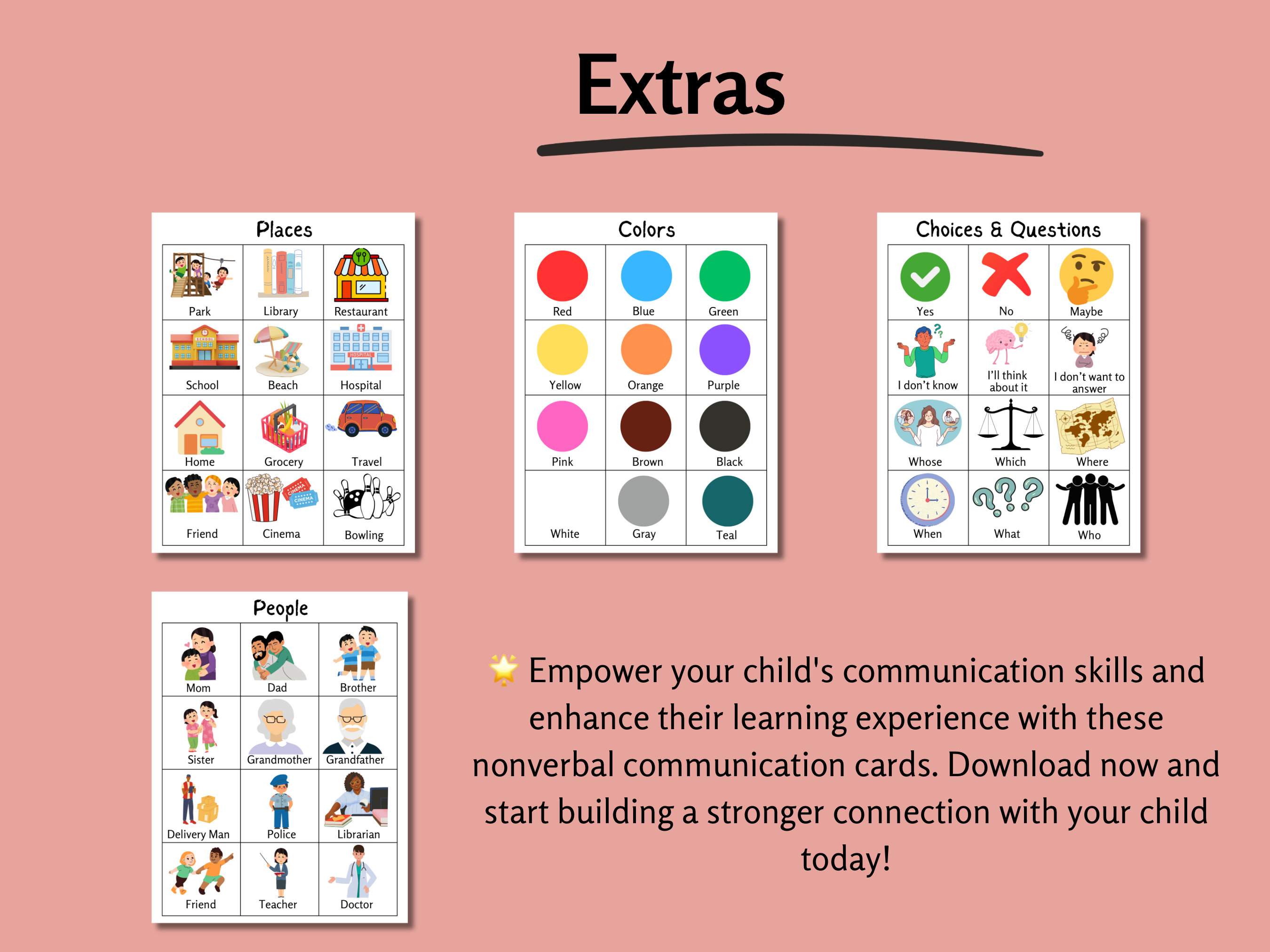Visual Communication Boards Bundle for Autistic Children- Set of 14 ...