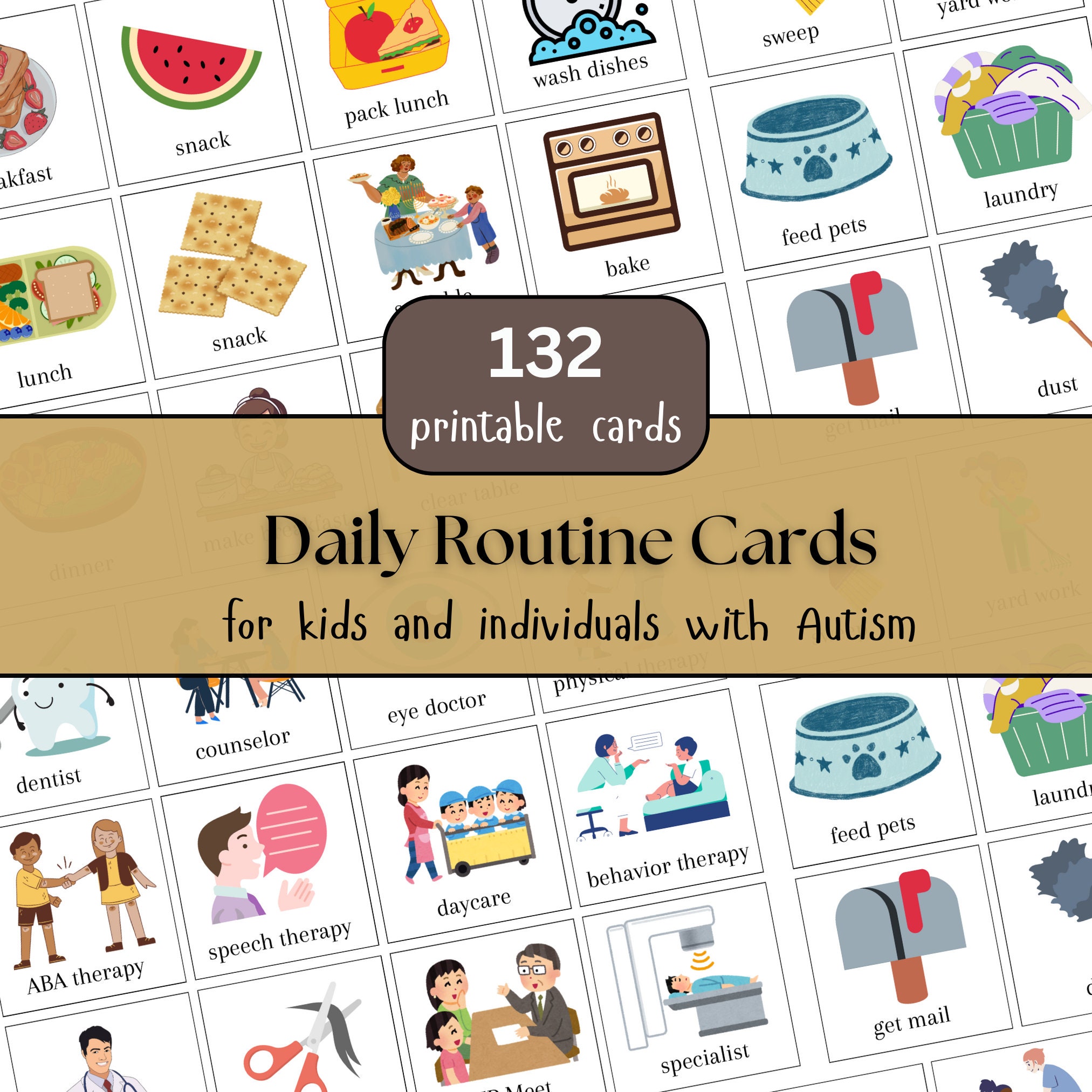 Daily Routine Cards, Visual Cut Out Cards for Kids and Individuals With ...