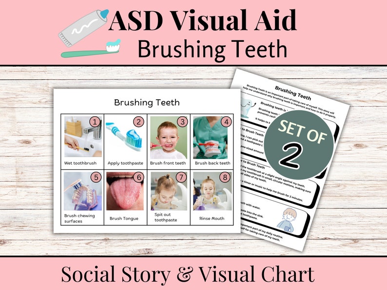 ASD Visual Aids, Brushing Teeth, Social Story and Picture Instruction ...