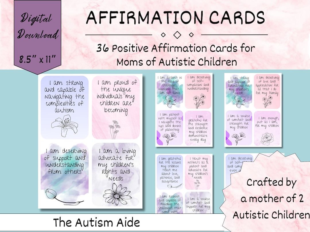 Daily Affirmation Cards for Mothers, Set of 36 Printable Uplifting ...