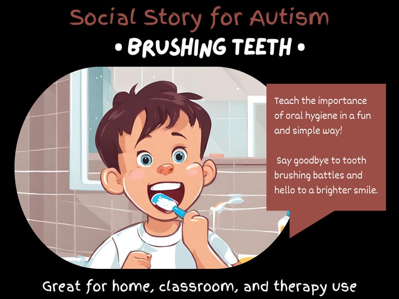Social Story for Autism, Brushing Teeth Picture Story, Learning Oral ...
