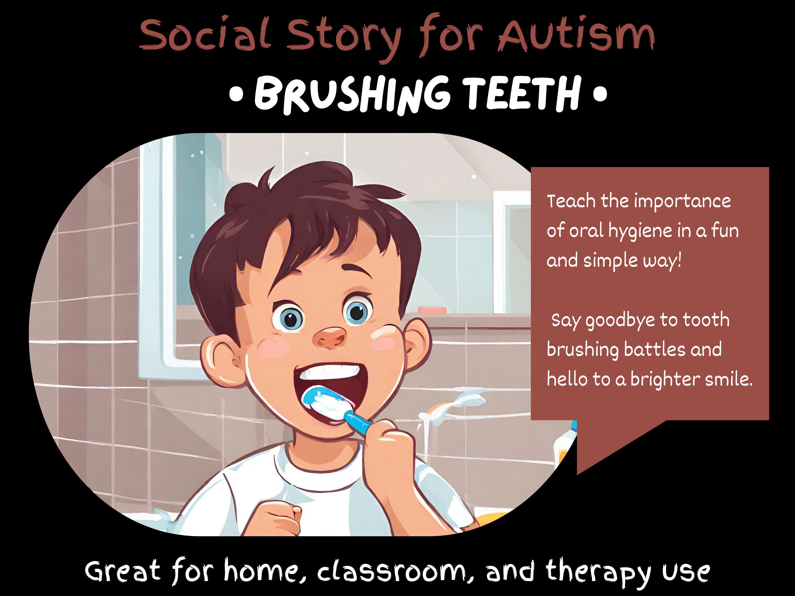 Social Story for Autism, Brushing Teeth Picture Story, Learning Oral ...