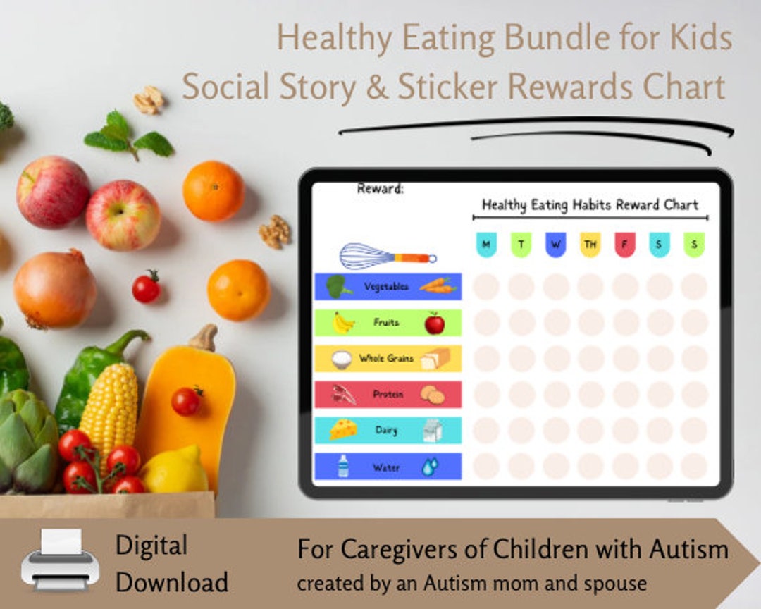 Kids Healthy Eating Bundle Social Story and Sticker Reward Chart ...
