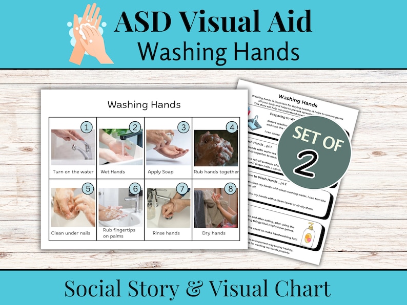 ASD Visual Aids, Washing Hands, Social Story and Picture Instruction ...