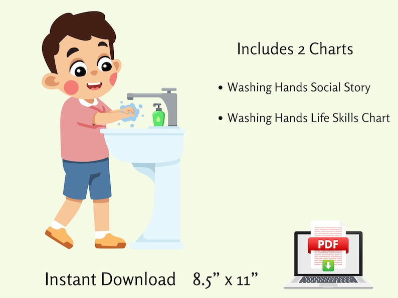 ASD Visual Aids, Washing Hands, Social Story and Picture Instruction ...
