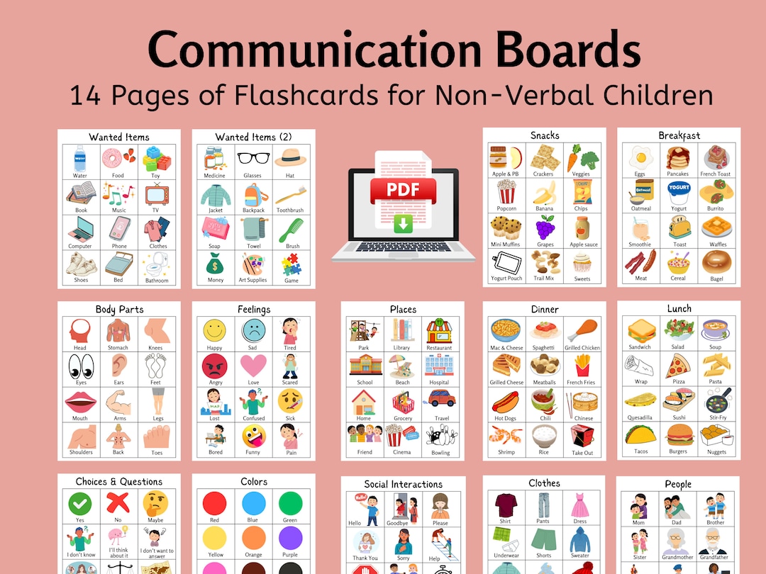 Visual Communication Boards Bundle for Autistic Children- Set of 14 ...