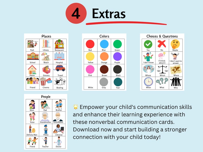 Visual Communication Boards Bundle for Autistic Children- Set of 14 ...