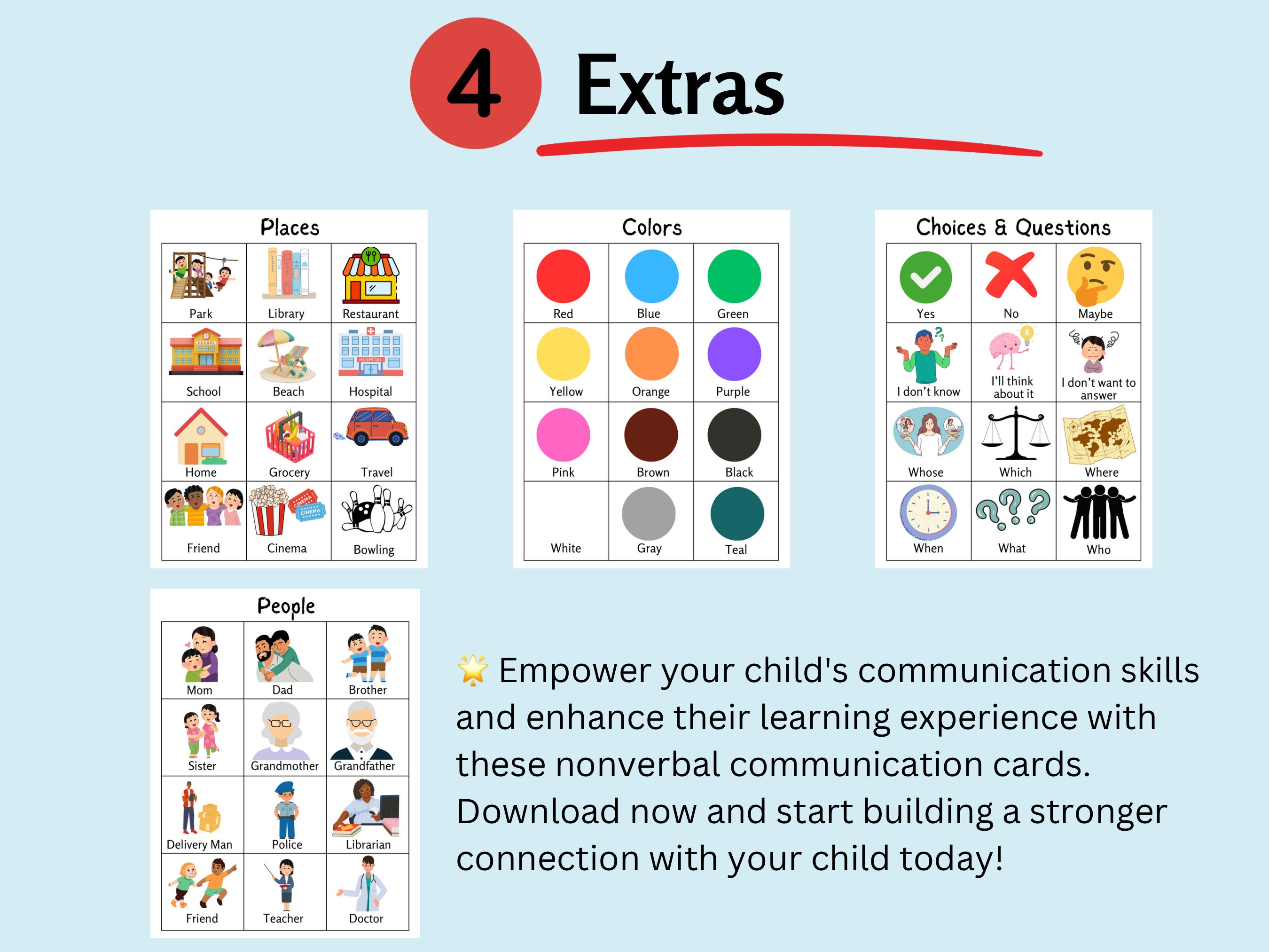 Visual Communication Boards Bundle for Autistic Children- Set of 14 ...