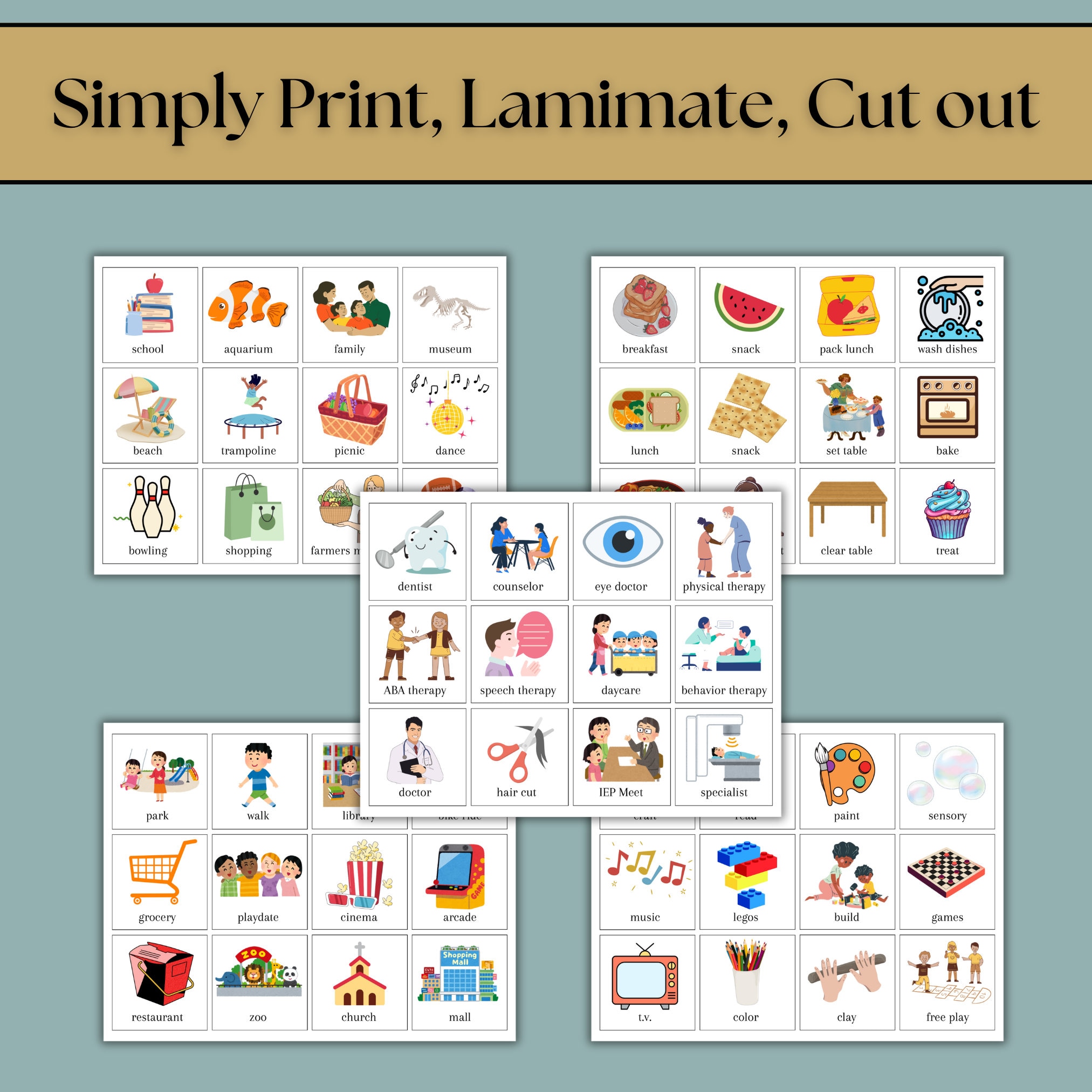 Daily Routine Cards, Visual Cut Out Cards for Kids and Individuals With ...