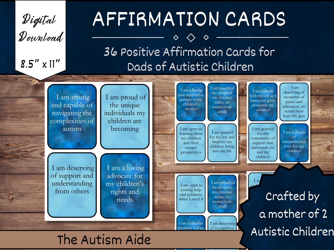 Daily Affirmation Cards for Dads of Autistic Children, Set of 36 ...