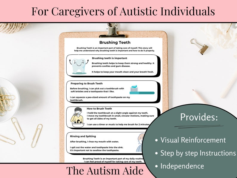 ASD Visual Aids, Brushing Teeth, Social Story and Picture Instruction ...