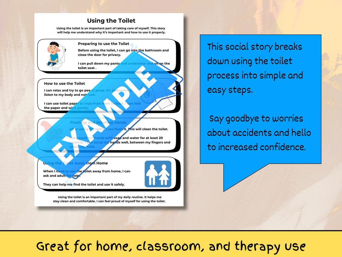 Toilet Training Social Story, Easy Use Picture Story, Self Care ...