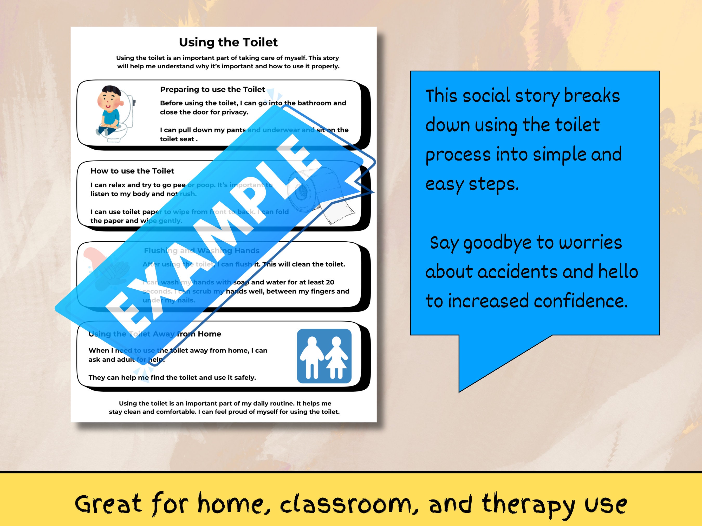 Toilet Training Social Story, Easy Use Picture Story, Self Care ...