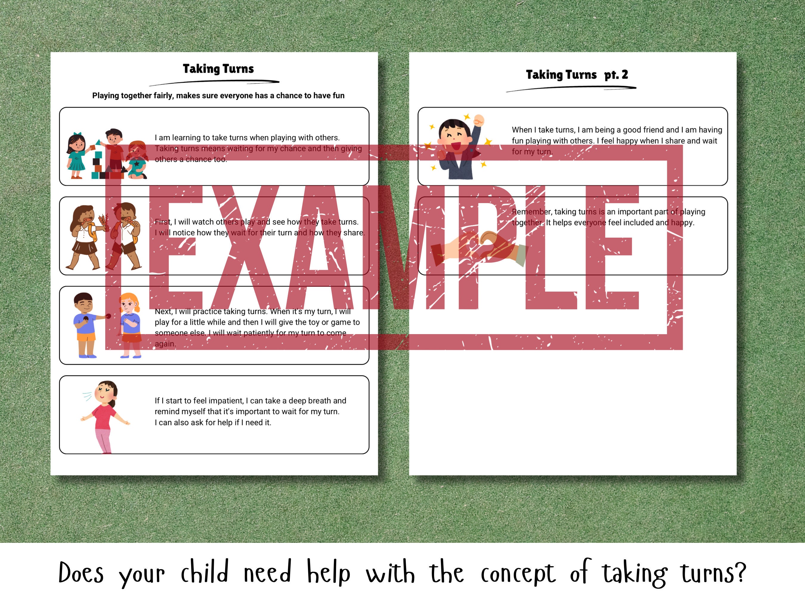 Taking Turns Social Story, Parent and Educator Resource, Self Care ...