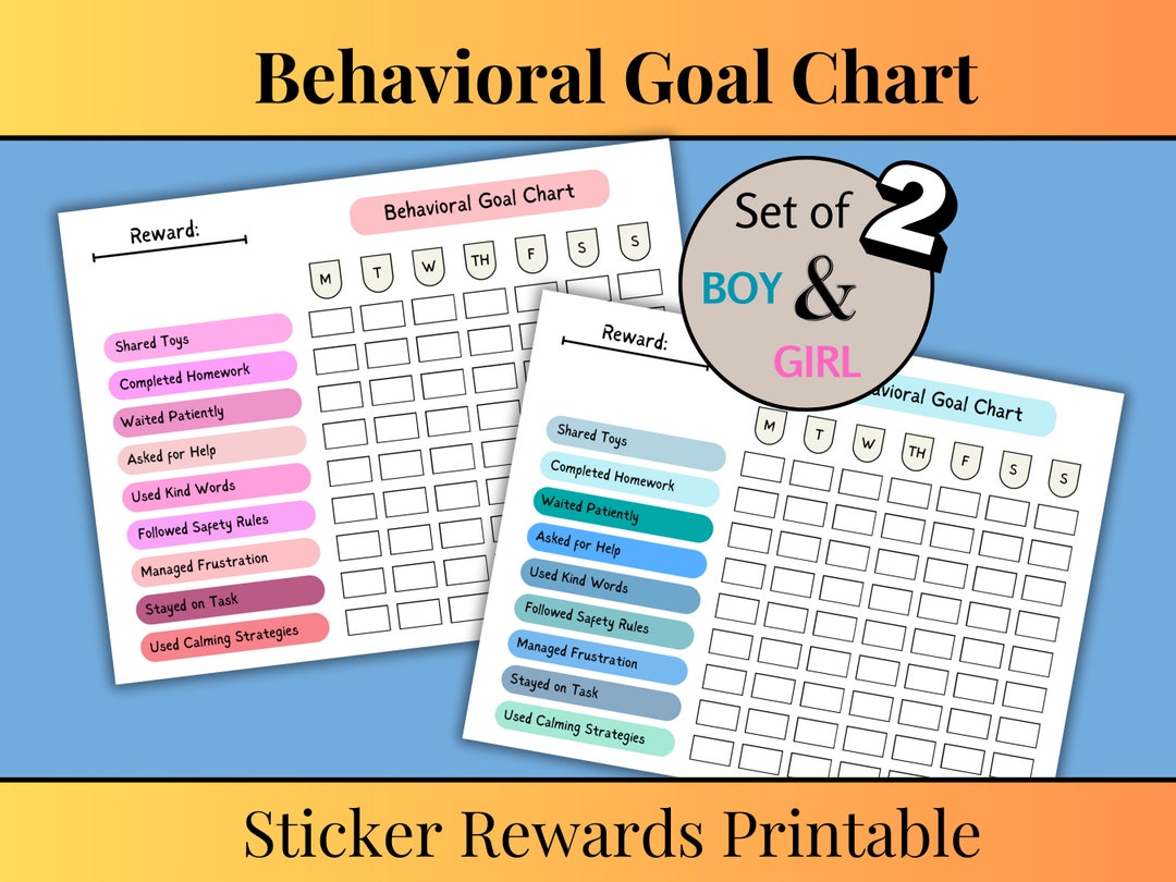 Behavioral Goal Chart, Kids Sticker Reward Chart, Autism Resource ...
