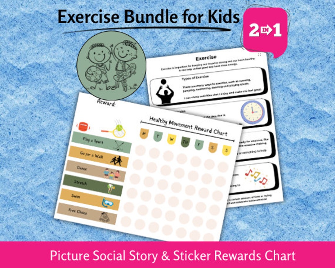 Social Story About Exercise, Sticker Reward Chart for Healthy Movement ...