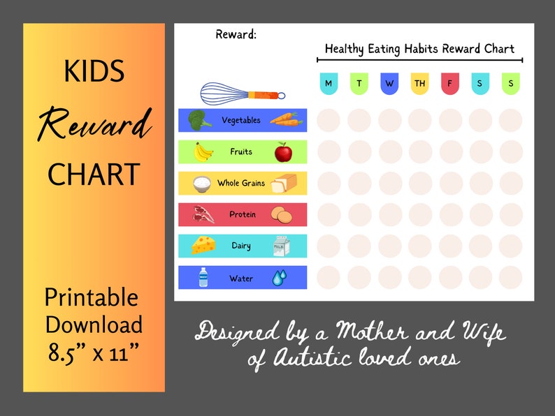 Kids Healthy Eating Sticker Reward Chart, Trying New Food Toddler ...