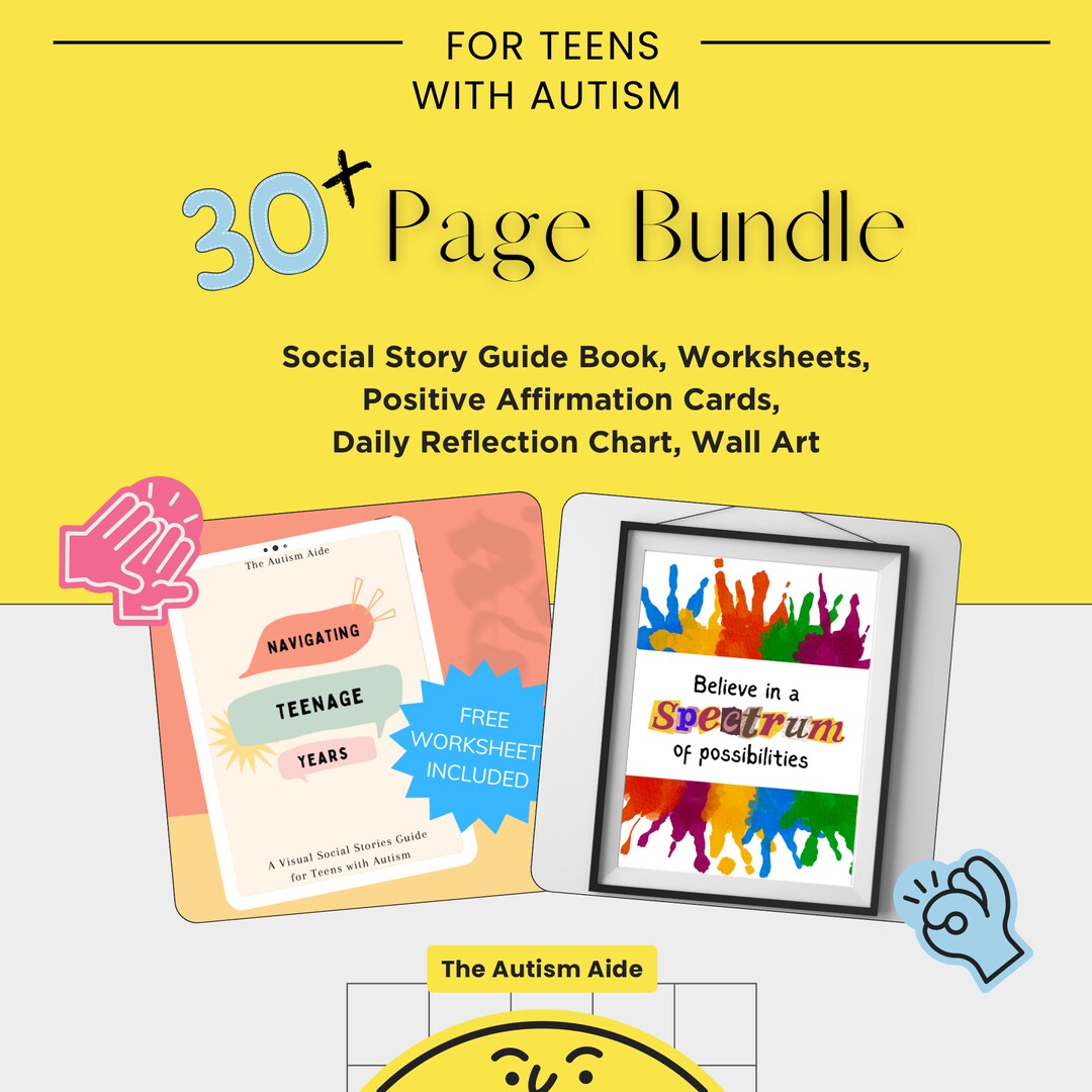 Teen Autism Support Bundle, Social Stories Guide, Affirmation Cards ...