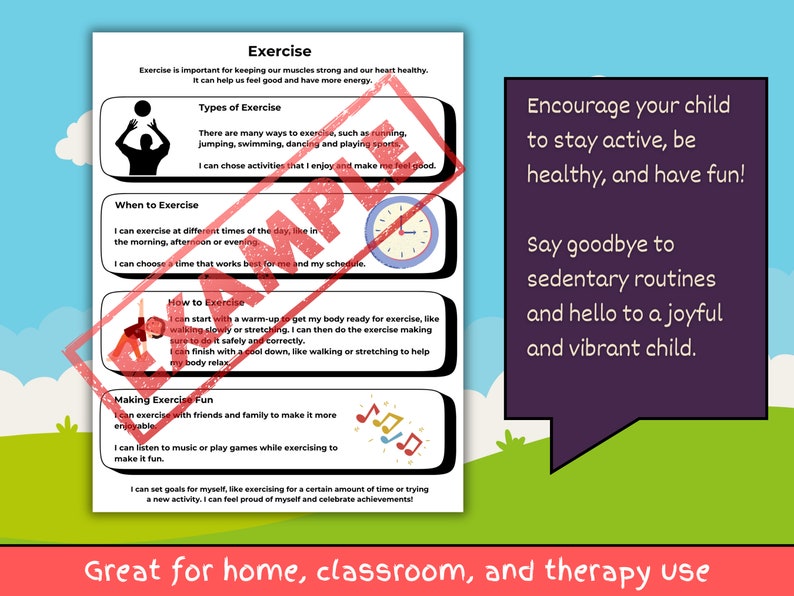 Visual Social Story, Exercise & Healthy Movement Picture Guide, Self ...