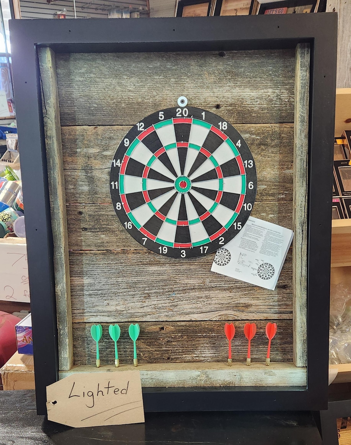 Lighted Dart Board With Rustic Backboard - Etsy