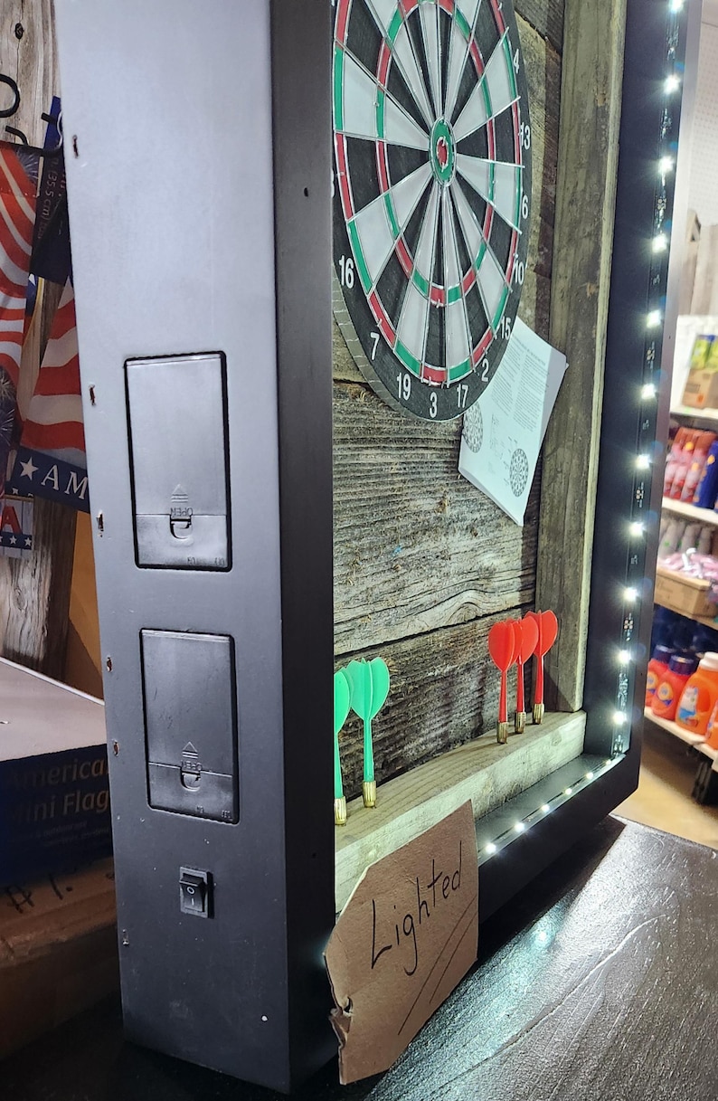 Lighted Dart Board With Rustic Backboard - Etsy