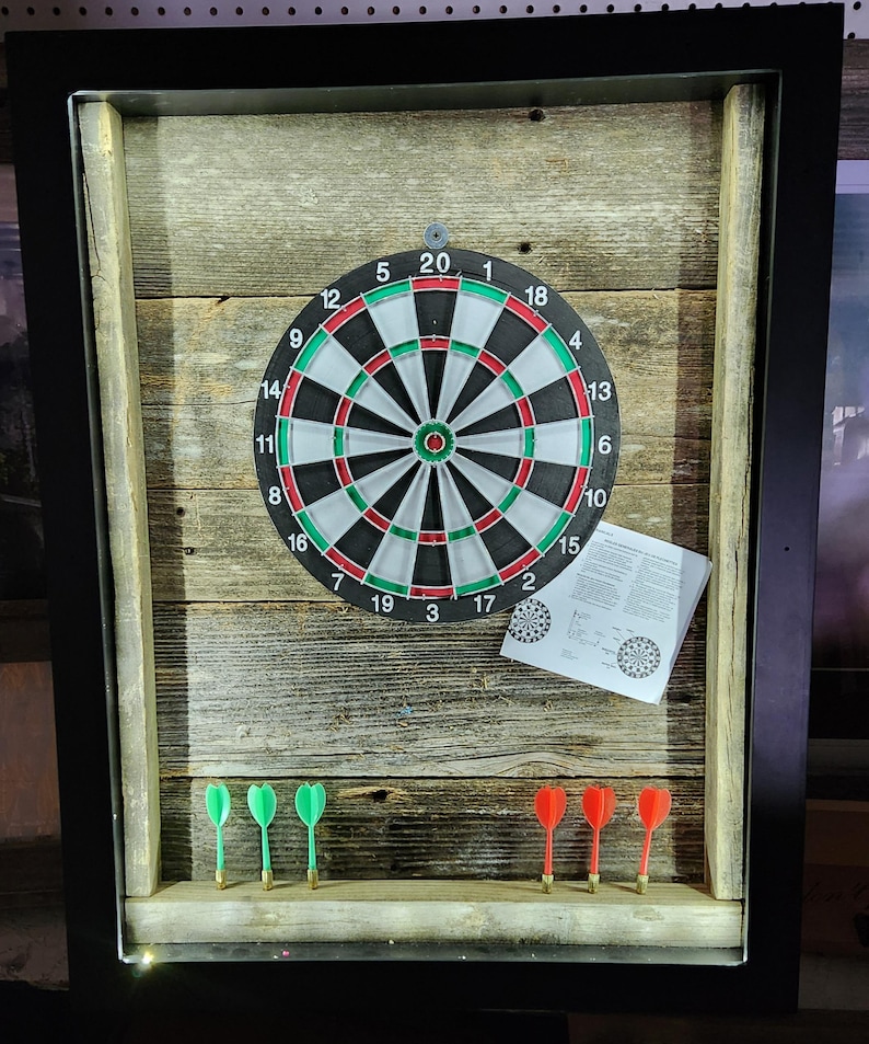 Lighted Dart Board With Rustic Backboard - Etsy